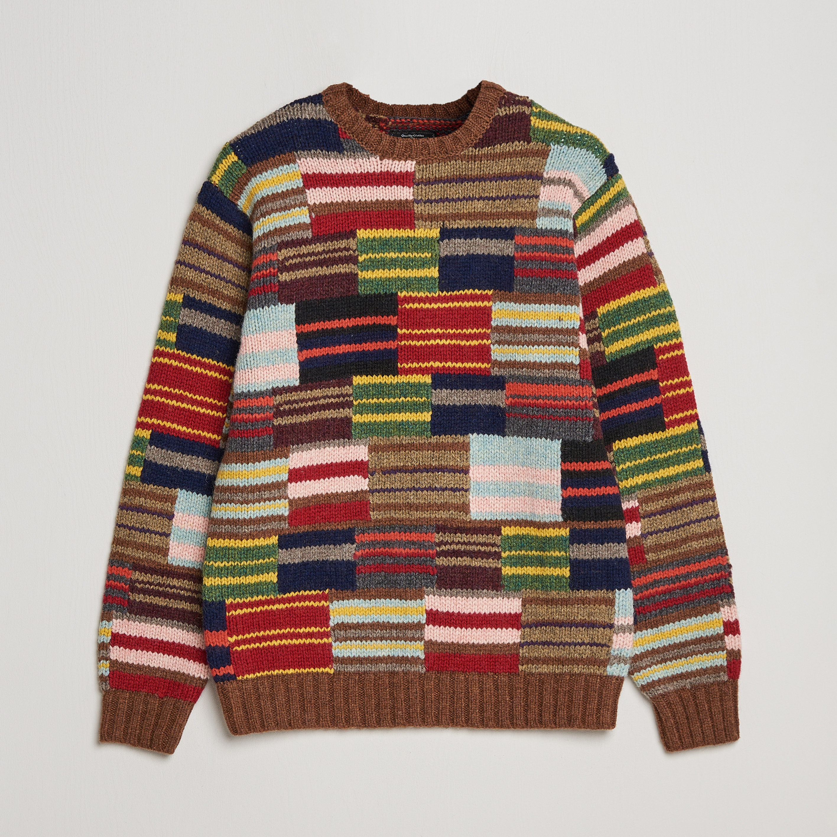 BEAMS PLUS Hand Knit Patchwork Sweater Multi Stripe osoitteesta CareOfCarl.