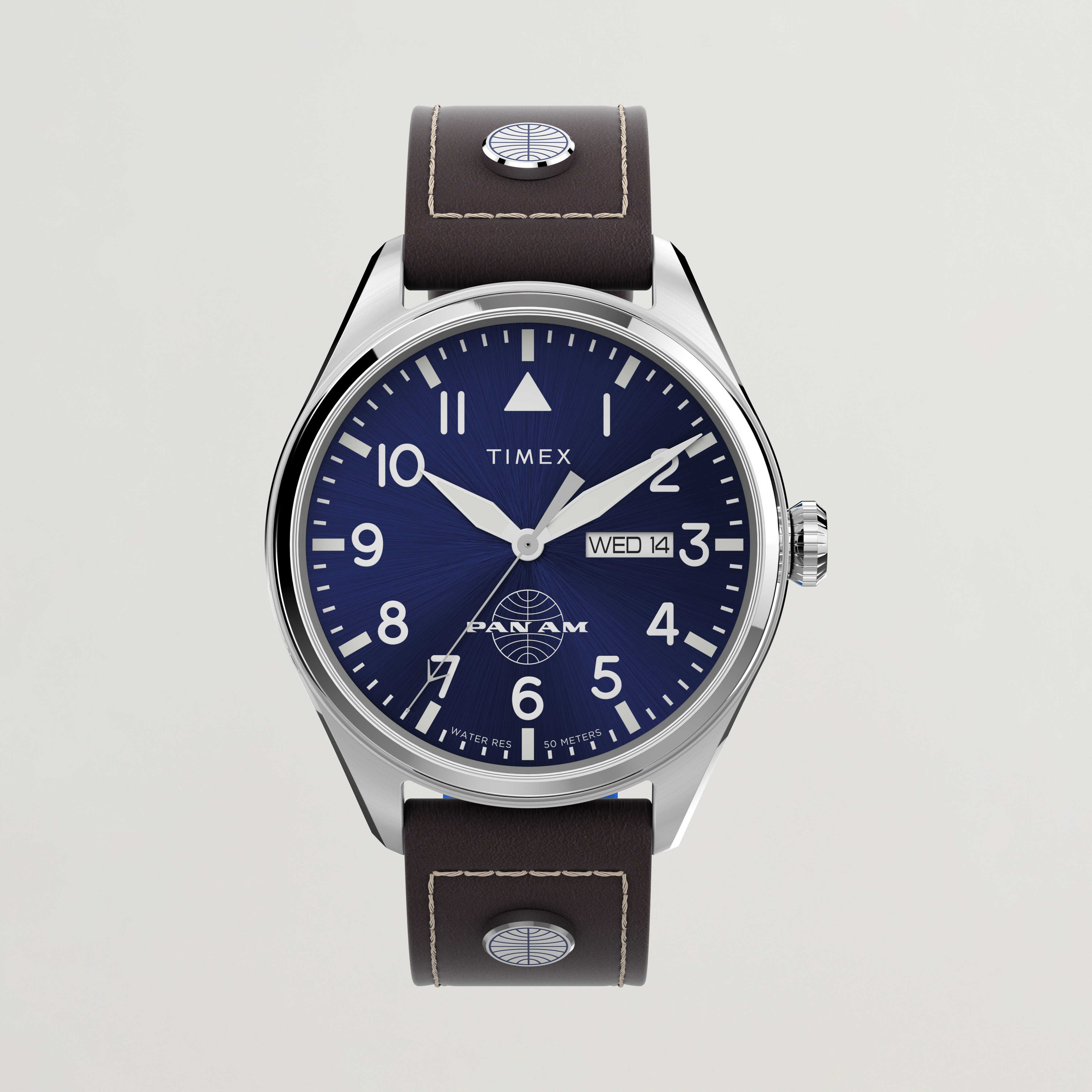 Timex Pan Am Waterbury Chronograph 42mm Blue Dial osoitteesta CareOfCarl.fi