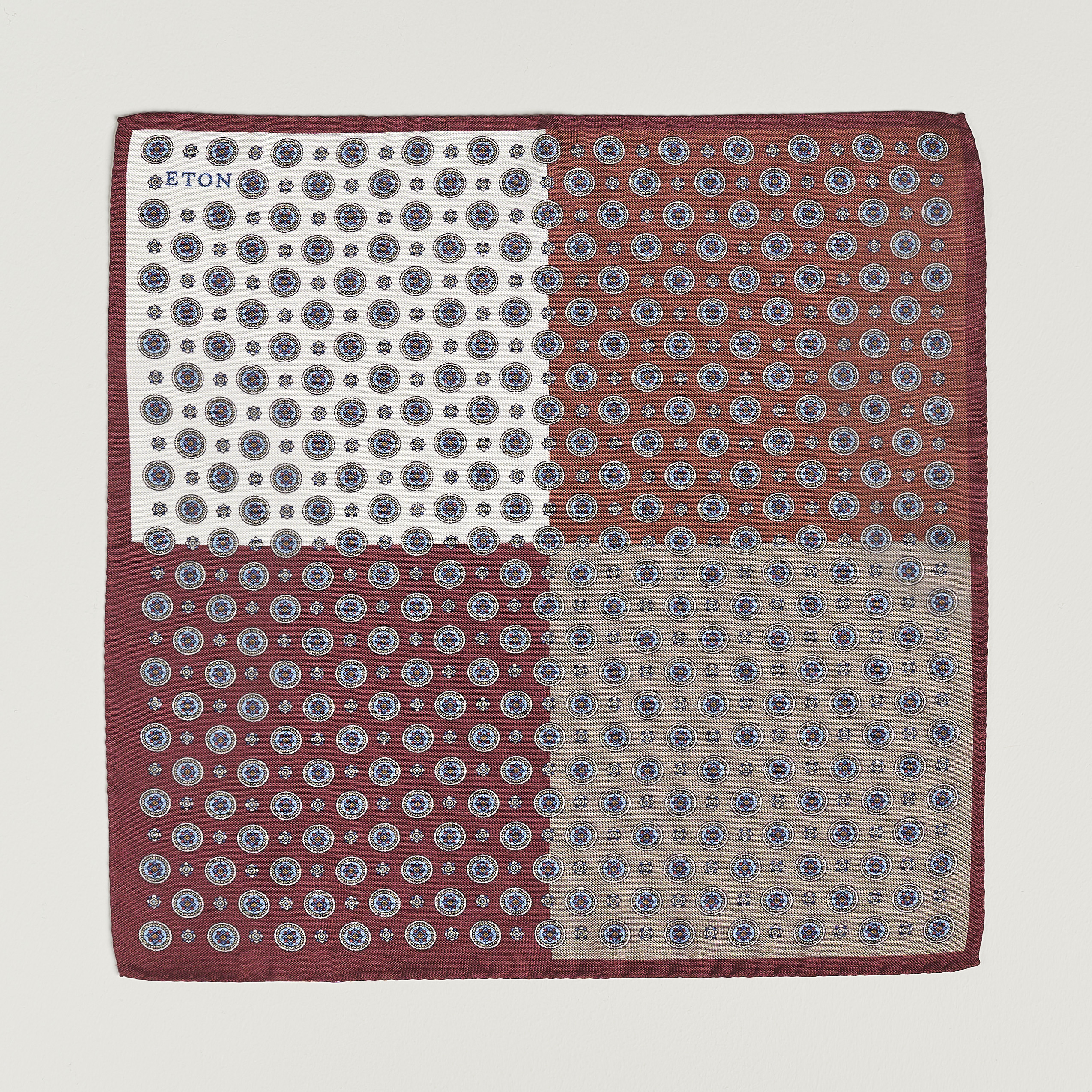 Eton Silk Four Faced Medallion Pocket Square White Multi osoitteesta CareOf