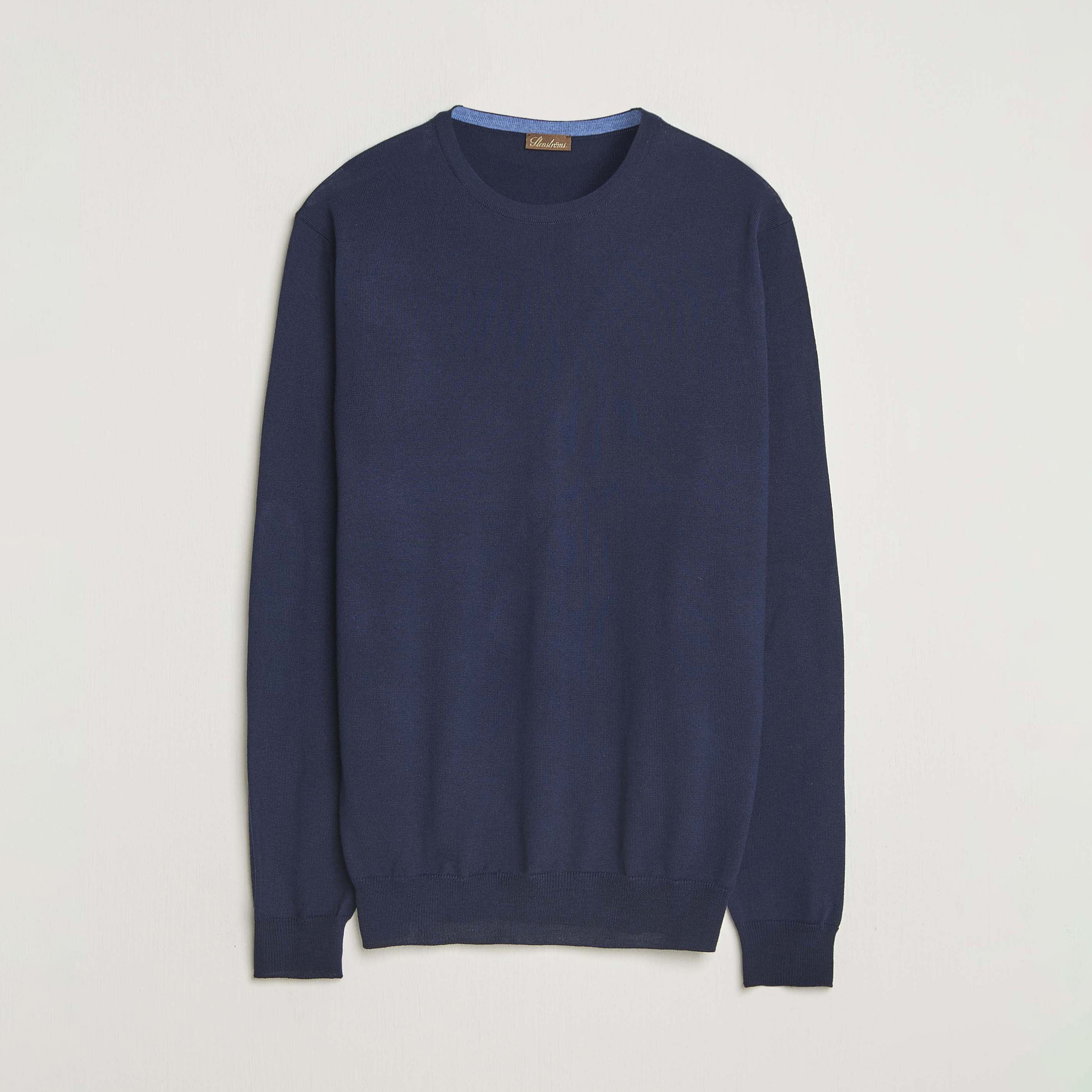Stenströms Merino Patch Crew Neck Navy/Blue osoitteesta CareOfCarl.fi