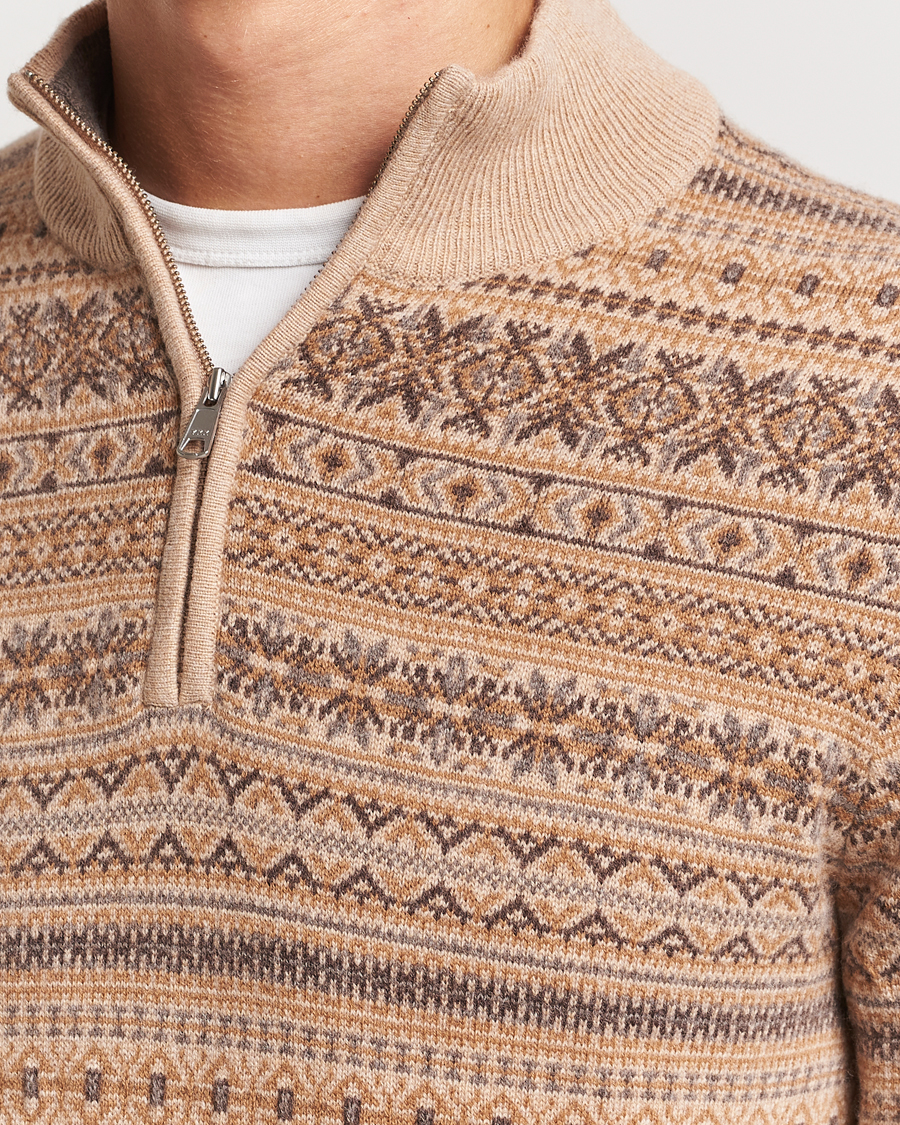 Morris Heritage Freddie Wool/Cashmere Half Zip Camel osoitteesta CareOfCarl