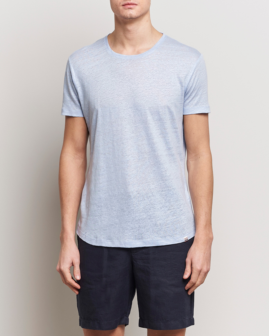 Orlebar Brown OB Linen Crew Neck Tee Soft Blue osoitteesta CareOfCarl.fi