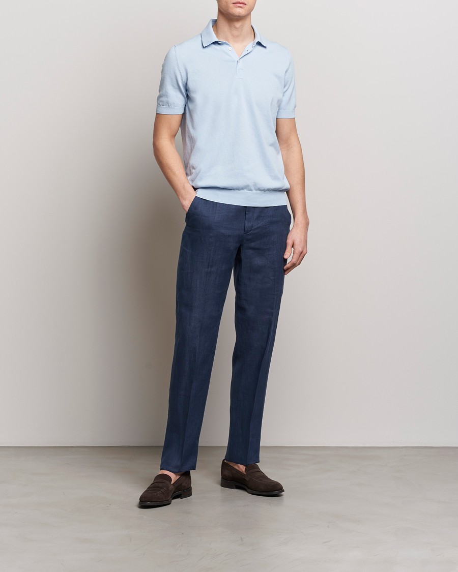 Incotex Straight Fit Pure Linen Trousers Navy osoitteesta CareOfCarl.fi