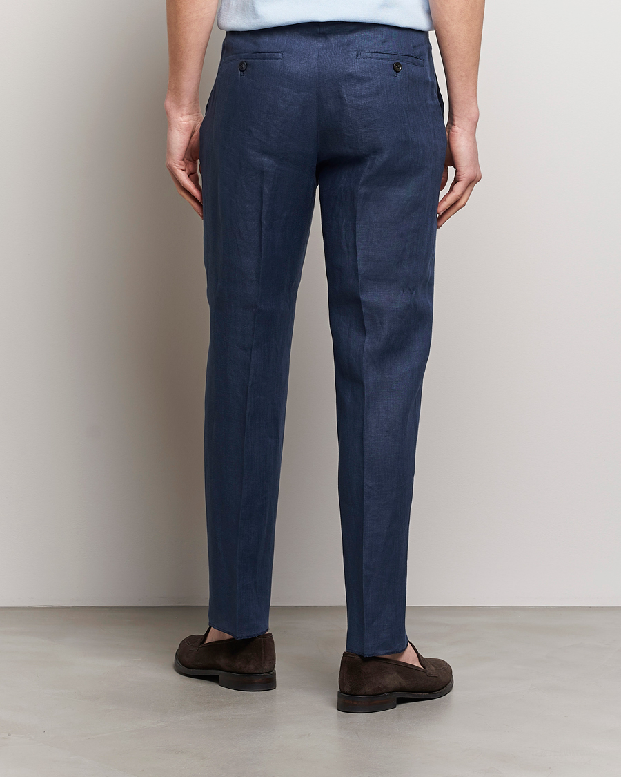 Incotex Straight Fit Pure Linen Trousers Navy osoitteesta CareOfCarl.fi